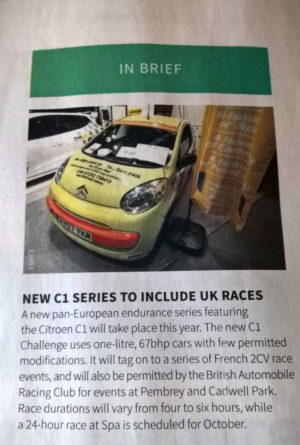 Autosport – New C1 Series – 19th Jan 2017 – C1 Racing Club